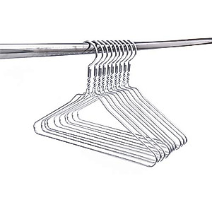 Quality Hangers Silver Aluminum Metal Coat Hangers Heavy Duty Suit Hangers 10 Pack (Adult Size Coat Hanger)
