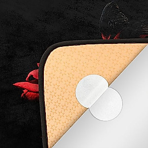 KOBLEN Red Rose Butterfly Kitchen Rugs Non Slip Washable Absorbent Kitchen Mats 20x39 inch Cushioned Anti Fatigue Kitchen Floor Mats for in Front of Sink