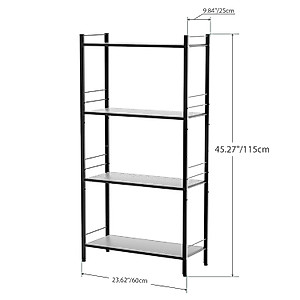 JAQ Storage Shelves with Adjustable Height, 4-Tier Metal Storage Shelving Rack Organizer for Pantry Kitchen Warehouse Basement 45.27" H X 23.62" W X 9.84" D,Up to 800LBS (4-Tier, Black)