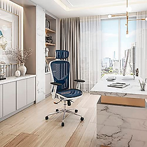 Techni Mobili Mesh Office Chair - High Back Computer Desk Chair with Adjustable Arms, Headrest, & Lumbar Support - Ergonomic Chair with Seat Cushion, Wheels, & Reclining Tilt Lock