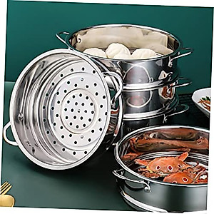 RUNROTOO stainless steel steamer food steamers sticky rice steamer stainless steel cooking utensils food steamer metal steaming basket steamer saucepans Buns Steamer Steaming Tool tray