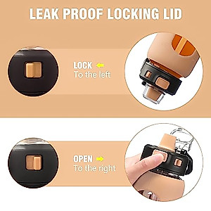 Kodrine Water Bottle with Soft Straw and Carry Loop, 32 oz Glass Water Bottle, Bottle with Locking Lid Leakproof, Sports Water Jug, Motivational Drinking Bottles for Gym Travel Home, Amber