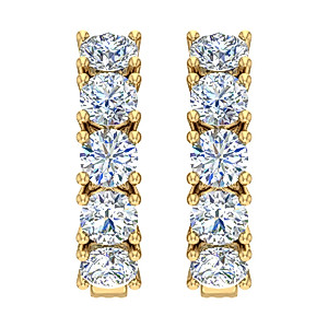 2 Carat Diamond Hoop Earrings in 10K Yellow Gold - IGI Certified