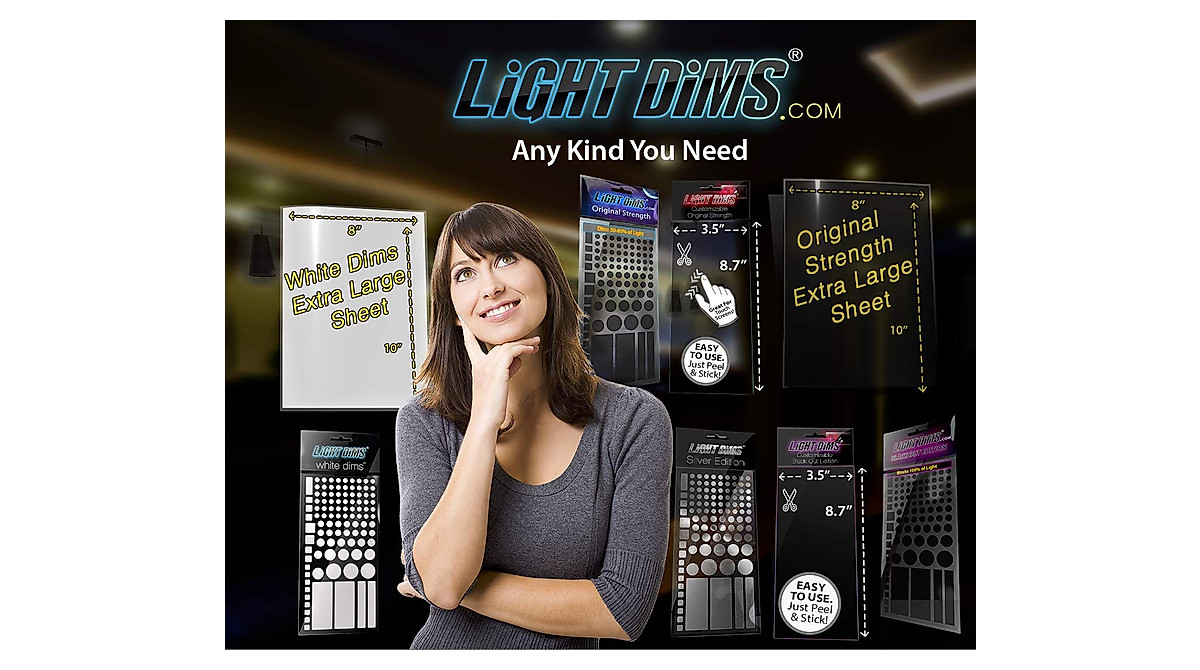 LightDims Original Strength Light Dimming LED Covers - Reduce Glare