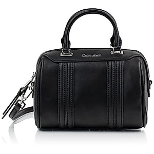 Calvin Klein Blake Top Zip Mini Satchel Crossbody, Black/Silver,One Size
