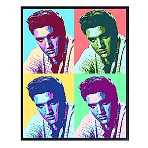Elvis Poster - 8x10 Andy Warhol Pop Art Modern Wall Decor - Decoration for Bedroom, Living Room, Office - Cool Gift for Country Music, Nashville, Graceland Fans - UNFRAMED Print