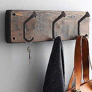 Dicunoy 8PCS Rustic Cast Iron Hooks, Wall Mounted Farmhouse Coat Hangers, Heavy Duty Vintage Black Railroad Spike Hooks for Hanging Coats, Bags, Hats, Towels, Keys, Clothes, Scarf