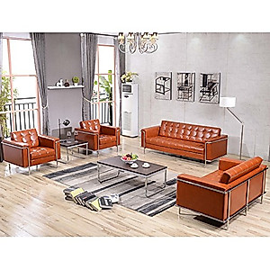 Flash Furniture HERCULES Lesley Series Contemporary Cognac LeatherSoft Sofa with Encasing Frame
