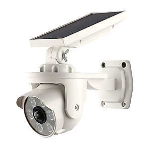 EVERSECU 2400 Lumen 6 LEDs Motion Sensor Solar Flood Lights Outdoor PAN/TILT manually Adjustable Solar Spotlight with Battery Waterproof Wireless Security Dummy/Decoy Camera for Garden Porch Barn