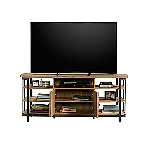 Sauder Station House Wood & Metal TV Credenza with Storage, for TVs up to 54", Etched Oak Finish