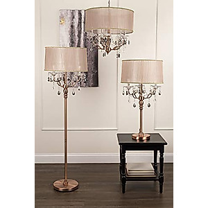 OK LIGHTING OK-5126F OK-5126f Rosie Crystal Floor Lamp Deer Antler Inspired, 18" x 18" x 62"