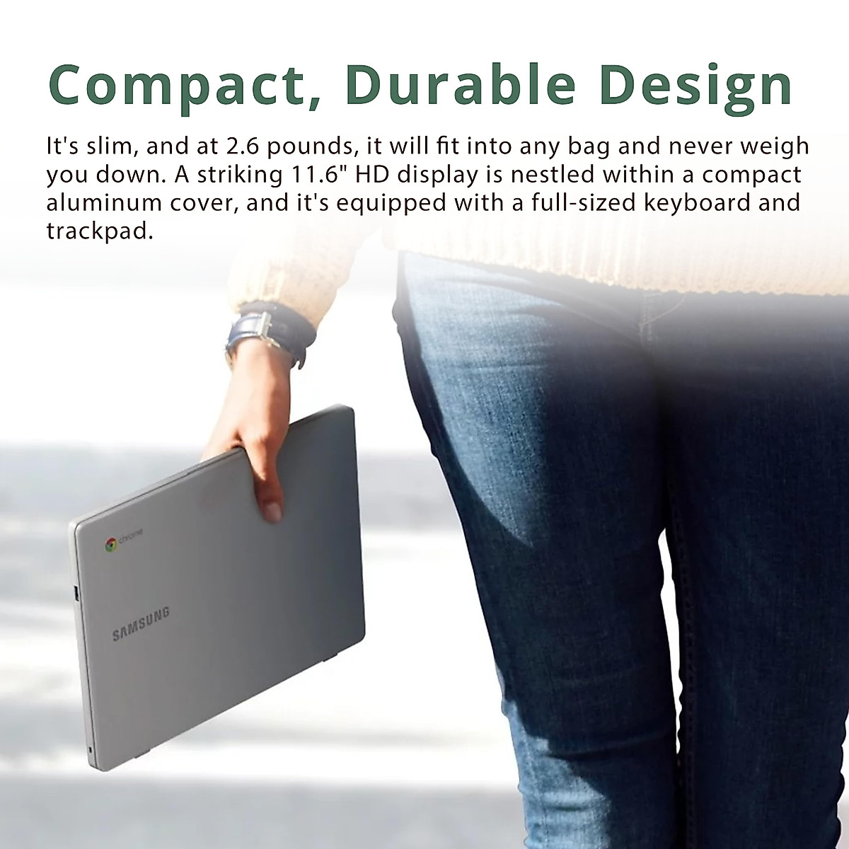 Samsung 2020 Chromebook 4 Laptop Computer 11.6" HD Display, Intel Celeron N4000 Processor, 4GB RAM, 16GB eMMC, HD Webcam, Intel HD Graphics, Chrome OS, Platinum Titan, 32GB Snow Bell USB Card