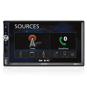 Jensen CMR270 7-inch LED Digital Media Touch Screen Double DIN Car Stereo | Push to Talk Assistant | Backup Camera Input | Bluetooth | USB Fast Charging | microSD | No CD/DVD