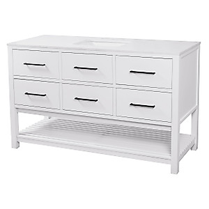 Kitchen Bath Collection Hudson 60-inch Single Bathroom Vanity (Engineered Marble/White): Includes White Cabinet with Engineered Marble Countertop and White Ceramic Sink