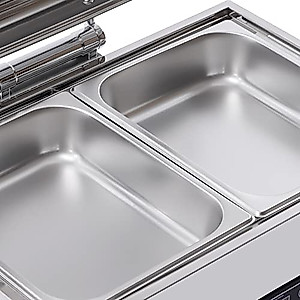 Electric Chafing Dishes - Stainless Steel Buffet Servers 9QT Food Warmer Commercial Chafing Dishes Temp Display Stainless Clear Lid&Handle for Catering (Steel A)