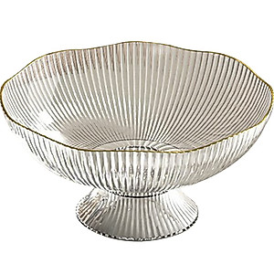 Operitacx PET Fruit Plate Footed Round Pedestal Bowl Clear Snack Nut Tray Appetizer Serving Dish Dessert Candy Display Stand for Kitchen Counter Centerpiece Table Decor (9.8x4.3 inch)
