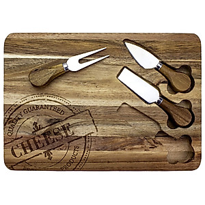 TB Home 4-Pc. Acacia Wood Cheese Serving Board with Cheese Tools