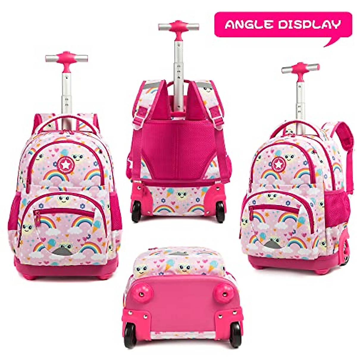 MOHCO Rolling Backpack 16 inch Kids Wheeled School Backpack Set for Boys and Girls