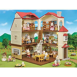 Calico Critters Red Roof Country Home - Dollhouse Playset with Figures, Furniture and Accessories for Ages 3+
