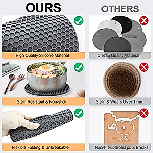Silicone Trivets for Hot Pots and Pans, Trivets for Hot Dishes, Durable Silicone Trivet Mat Hot Plates to Protect Table,Hot Pads for Kitchen, Pot Holders for Kitchen Heat Resistant Mats for Countertop