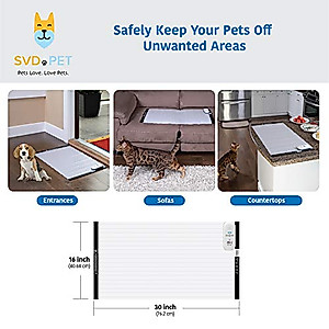 SVD.PET Pet Training Mat, 30" X 16", Pet Shock Pad, Dogs & Cats Electronic Repellent scat mat for Indoor, 3 Training Modes, 5 Adjustable Levels, Pet Safe Auto Power Off