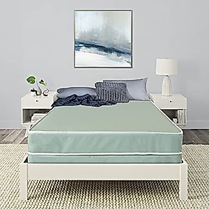Nutan 8-Inch Firm Double sided Tight top Waterproof Vinyl Innerspring Mattress and 4-Inch Fully Assembled Wood Boxspring/Foundation Set,Full, Green