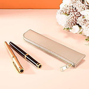 Sluxa Leather pencil case, Thin soft pen bag, Small pencil case for adults,Senior leather Minimal pencil pouch with zipper.…