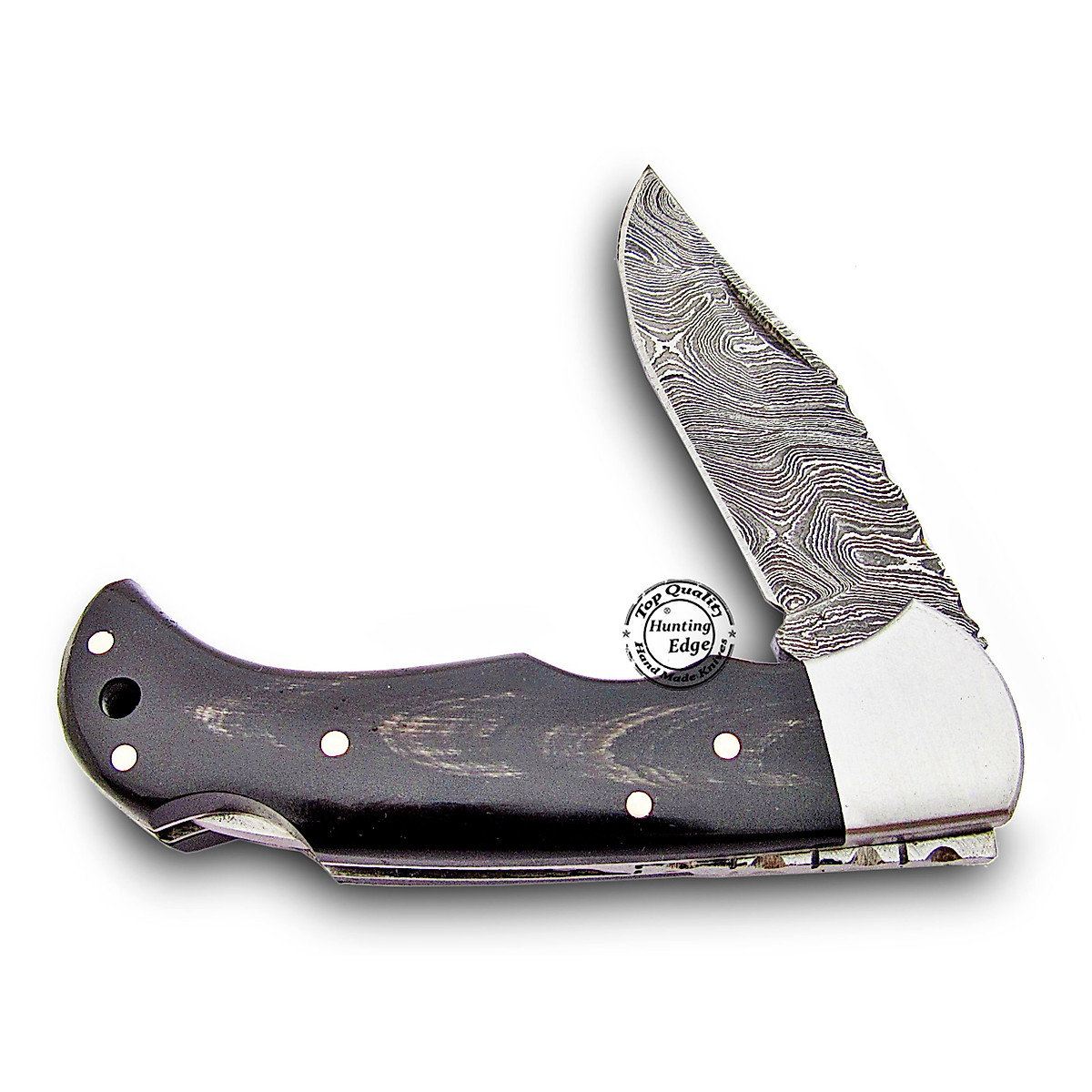 Hunting Edge Buffalo Horn 6.5'' 100% Handmade Damascus Steel Folding Pocket Knife 100% Prime Quality