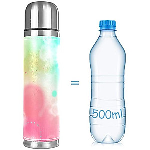 Stainless Steel Leather Vacuum Insulated Mug Tie-dye Thermos Water Bottle for Hot and Cold Drinks Kids Adults 16 Oz