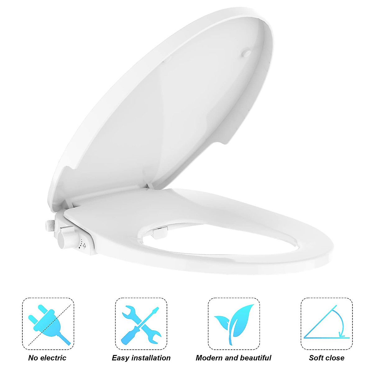 Bidet Toilet Seat, Premium Non-Electric Elongated Bidet Toilet Seats with Dual Nozzle, Easy to Install and Use, Perfect for Personal Hygiene and Comfort(Fits Elongated Toilets, White)