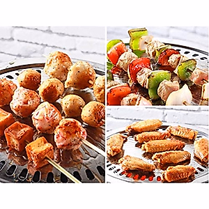 Saim Korean BBQ Grill Pan,Stainless Steel Non-Stick Roasting Smokeless Barbecue Grill Pan,Round Korean Style Stovetop for Indoor Outdoor Camping BBQ