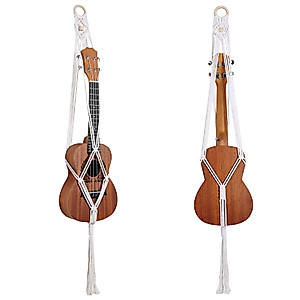 Macrame Ukulele Hanger Macrame Wall Mount Hanger Stand Holder for Concert Ukulele Wall Decor Ukulele Case Alternative Kit