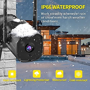 Septekon Security Camera Outdoor 2 Pack, 2.4G Wired WiFi Cameras for Home Security, 2K Surveillance Cameras with Motion Detection and Siren, 2-Way Audio, Night Vision, IP66 Waterproof, Black