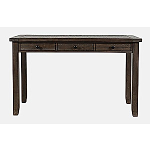 Jofran Madison County Reclaimed Pine USB Charging Farmhouse Wood Office Desk, Barnwood Brown