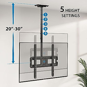 Pipishell Ceiling TV Mount for Most 26-55 Inch LCD LED OLED QLED 4K TVs, Hanging TV Monitor Ceiling Mount Bracket Height Adjustable Tilt Swivel Holds up to 60lbs Max VESA 400X400mm
