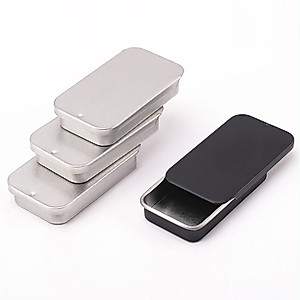 Mini Iron Box Tinplate Push Case Metal Rectangular Mini Tin Box Candy Cases Bins Jar Hinged Containers Small Organizer Box(80x34x10mm,Black)