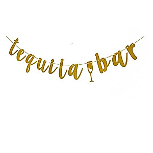 Tequila Bar Gold Banner Sign for Mexican Theme Party Bunting Decorations Garlands