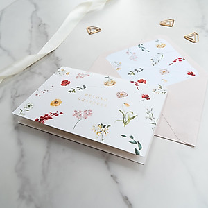 Gooji 4x6 Prairie Beyond Grateful Floral Thank You Cards with Envelopes Baby Shower Thank You Cards Girl (Bulk 20-Pack) Watercolor, Bridal Shower, Weddings, Small Business