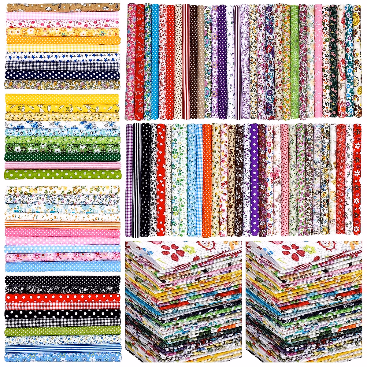 Ganeen 800Pcs 4 x 4 Inch Cotton Fabric Bundle Precut Fat Squares Patchwork Fabrics Cotton Printed Craft Fabric Fat Flower Fabric Quilting for DIY Craft Sewing Clothing Handmade Accessories (Assorted)