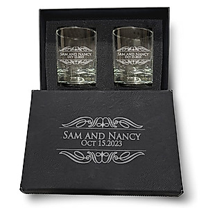 Etched Scotch Glass,Personalized Rocks Glass, Custom Whiskey Glass, Engraved Bourbon Glass, His and her name engraved scotch Glasses, Customized Snifter Glass