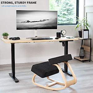 VIVO Wooden Rocking Kneeling Chair, Ergonomic Rocker Stool for Home and Office, Angled Posture Seat, Light Wood Frame & Black Cushions, CHAIR-K04R