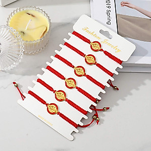 6 Pieces Religion Enamel Saint Benedict Bracelet Red Rope Bracelet Handmade Red Knot String Bracelets Luck bracelet Men Or Women As Gifts and Used in Prayer bracelet…