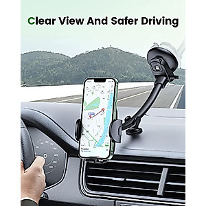 APPS2Car Suction Cup Phone Holder for Car 7" Windshield Dashboard Windows Car Phone Mount Gooseneck Truck Cradle with Strong Suction Compatible with iPhone 13/13 Pro Max, Samsung and All 4-7" Devices