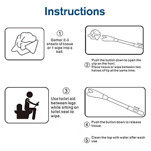 EASACE Upgrade Toilet Aid 17" Long Reach Comfort Wipe,Self Wipe Assist Tissue Holder Tool,Bathroom Aid for Limited Mobility,Seniors,Elderly.