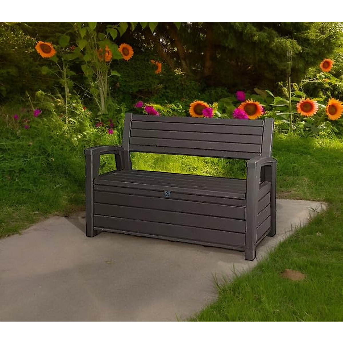 Generic 60 Gallon Plastic Resin Outdoor Storage with Sitting (Non-Brushed Brown), Onesize