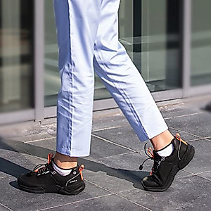 HISEA Women's Non-Slip Work Shoes Slip Resistant Nurse Food Service Restaurant Work Shoes Comfort Lightweight Casual Sneakers 7.5 Black