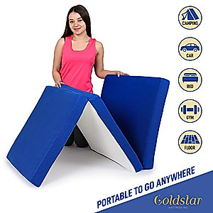 Gold Star Tri-Folding Gel Memory Foam Mattress, 25 x 75 Inches - 3-Inch Gel-Infused Cooling Mattress Topper, Cot Pad, Guest Bed - Portable Floor Mattress with Soft, Removable, and Washable Cover