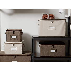 Covermates Keepsakes - Zip-Top Storage Box - Heavy Duty Polyester- Reinforced Handles - Stackable Design - Indoor Storage-Beige Heather