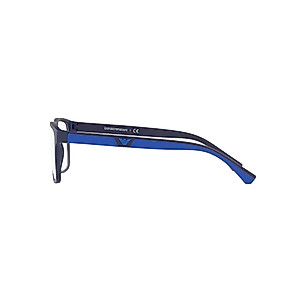 Emporio Armani Men's EA4115 Prescription Eyewear Frames with Two Interchangeable Sun Clip-Ons Rectangular, Matte Dark Blue/Clear/Grey/Blue Mirrored, 54 mm