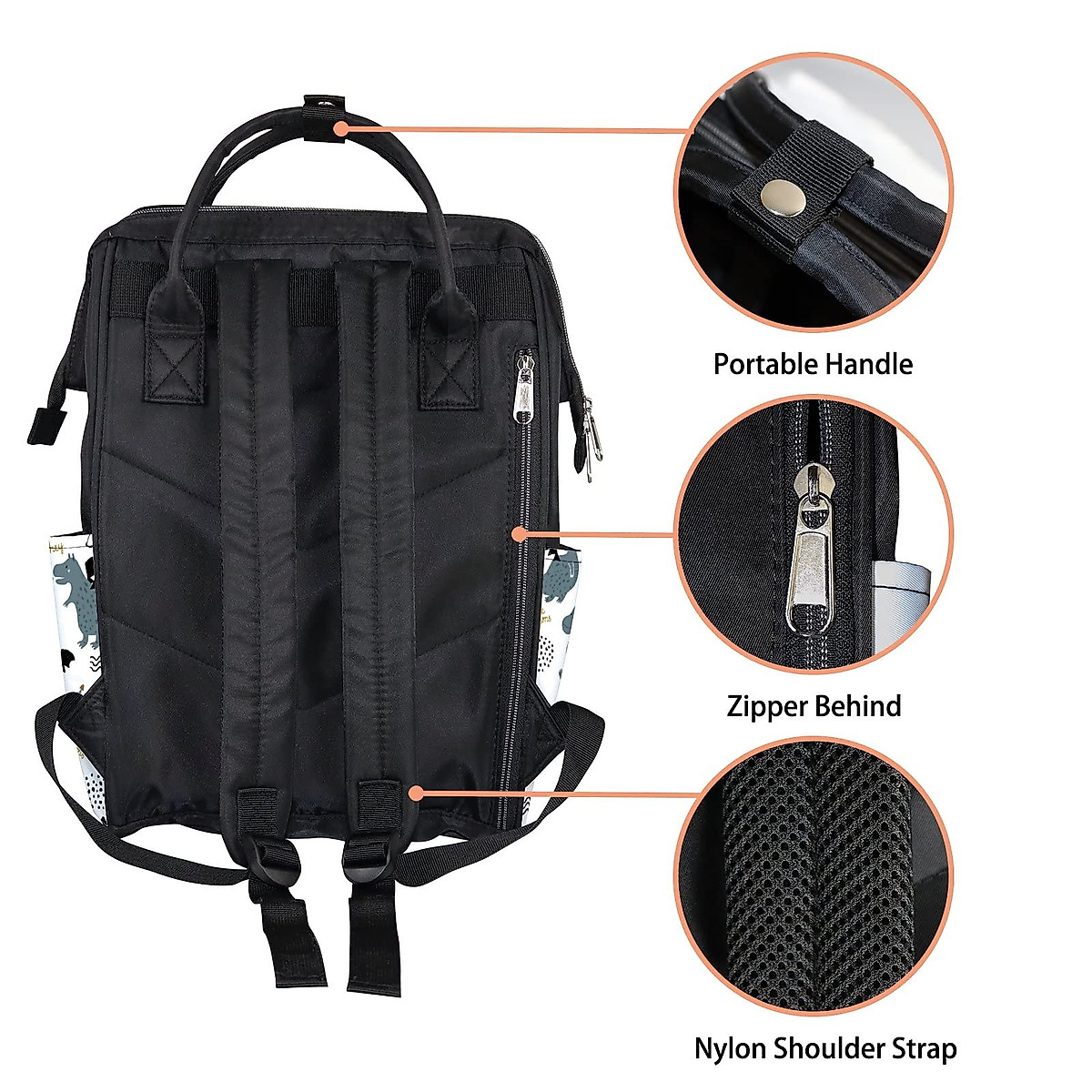 Childish Cute Dragons Diaper Bag Backpack Waterproof Backpack Baby Nappy Changing Bag for Travel Large Capacity Durable and Stylish for Woman